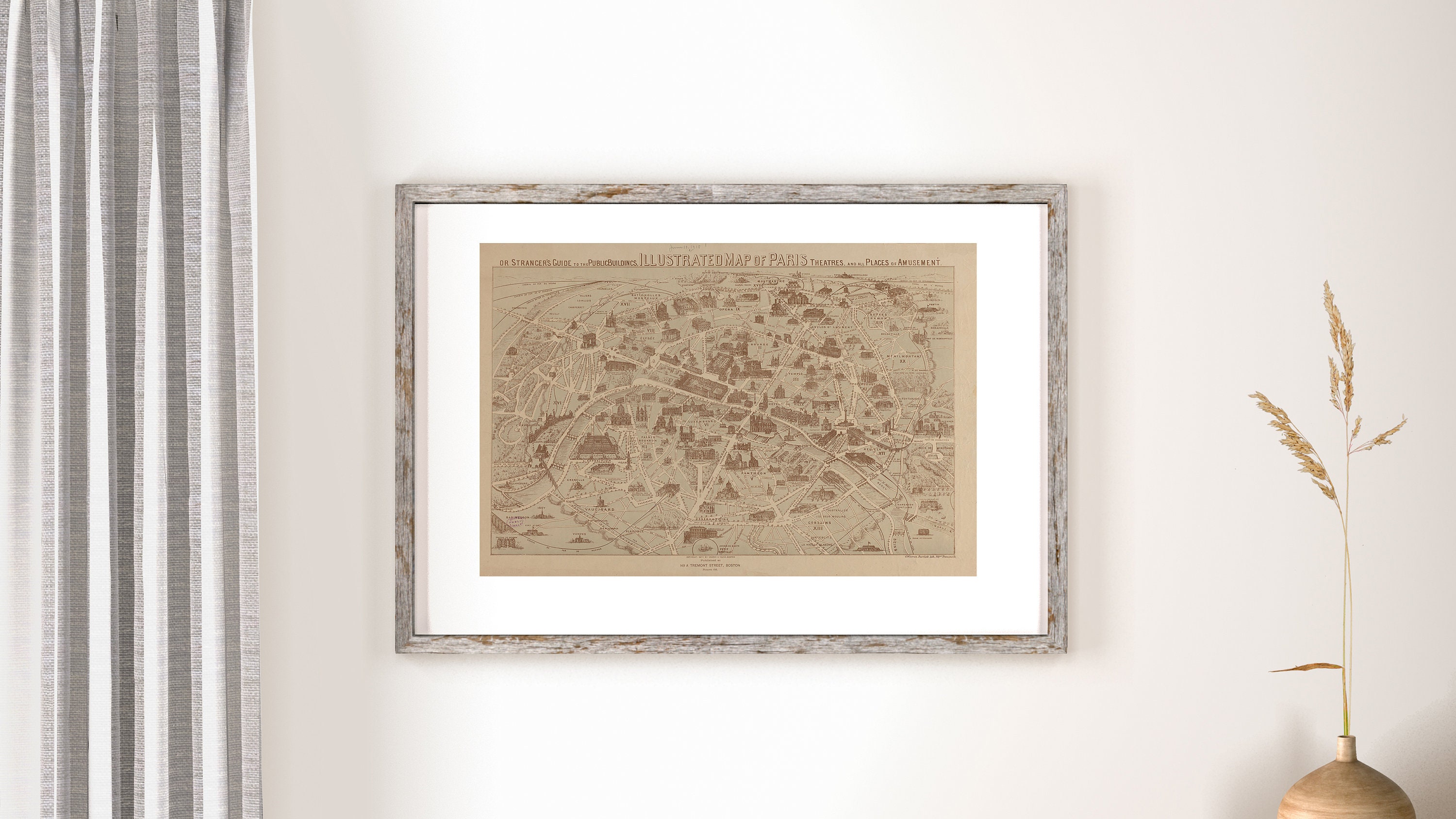 Map of Paris, Antique Map, Europe Map, 1877 - Etsy