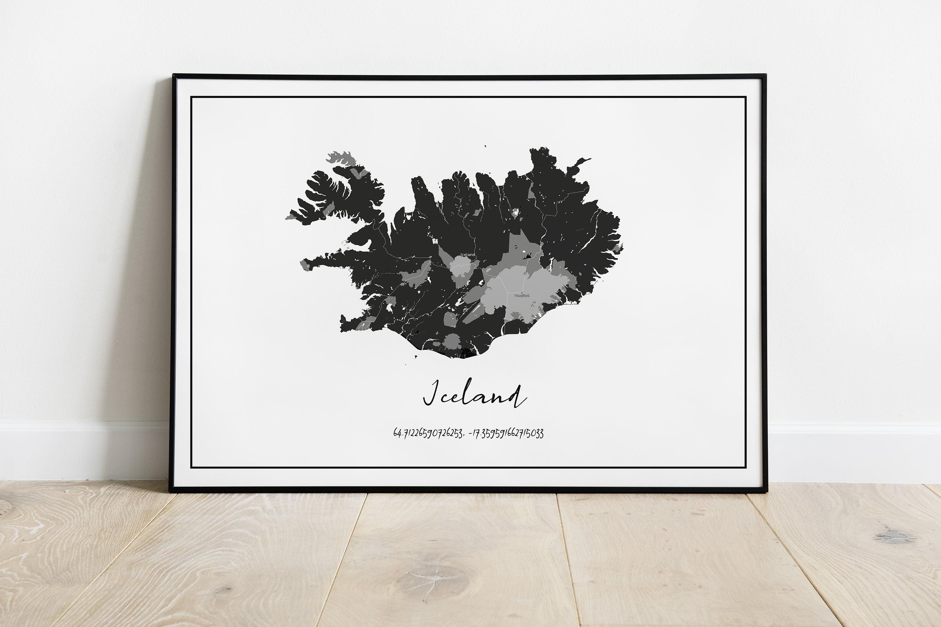 Map of Iceland Basic Map Minimalistic Map Black&white Map - Etsy