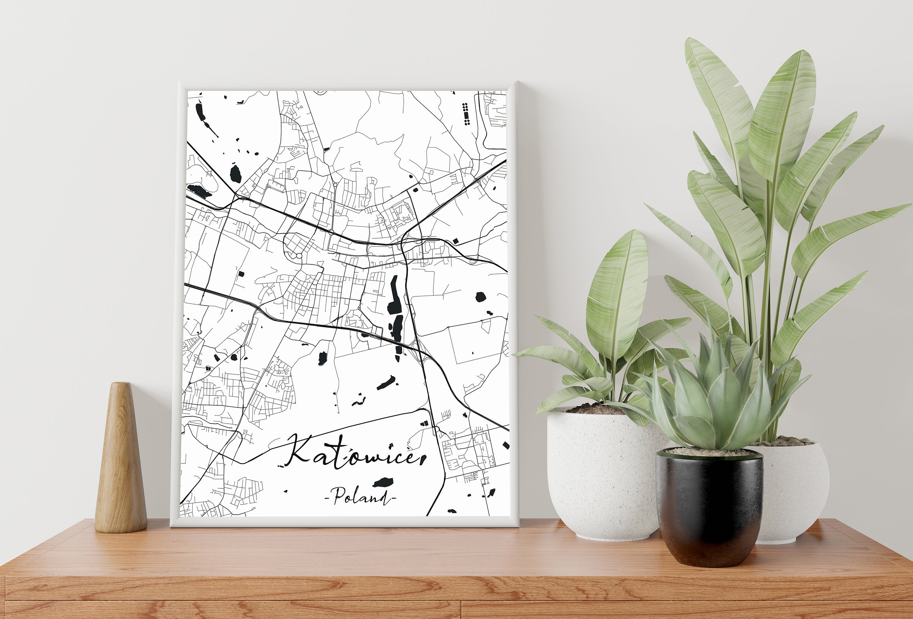 Katowice Map, City Map,city Maps,map Print,city Mapprint, Map Poland ...