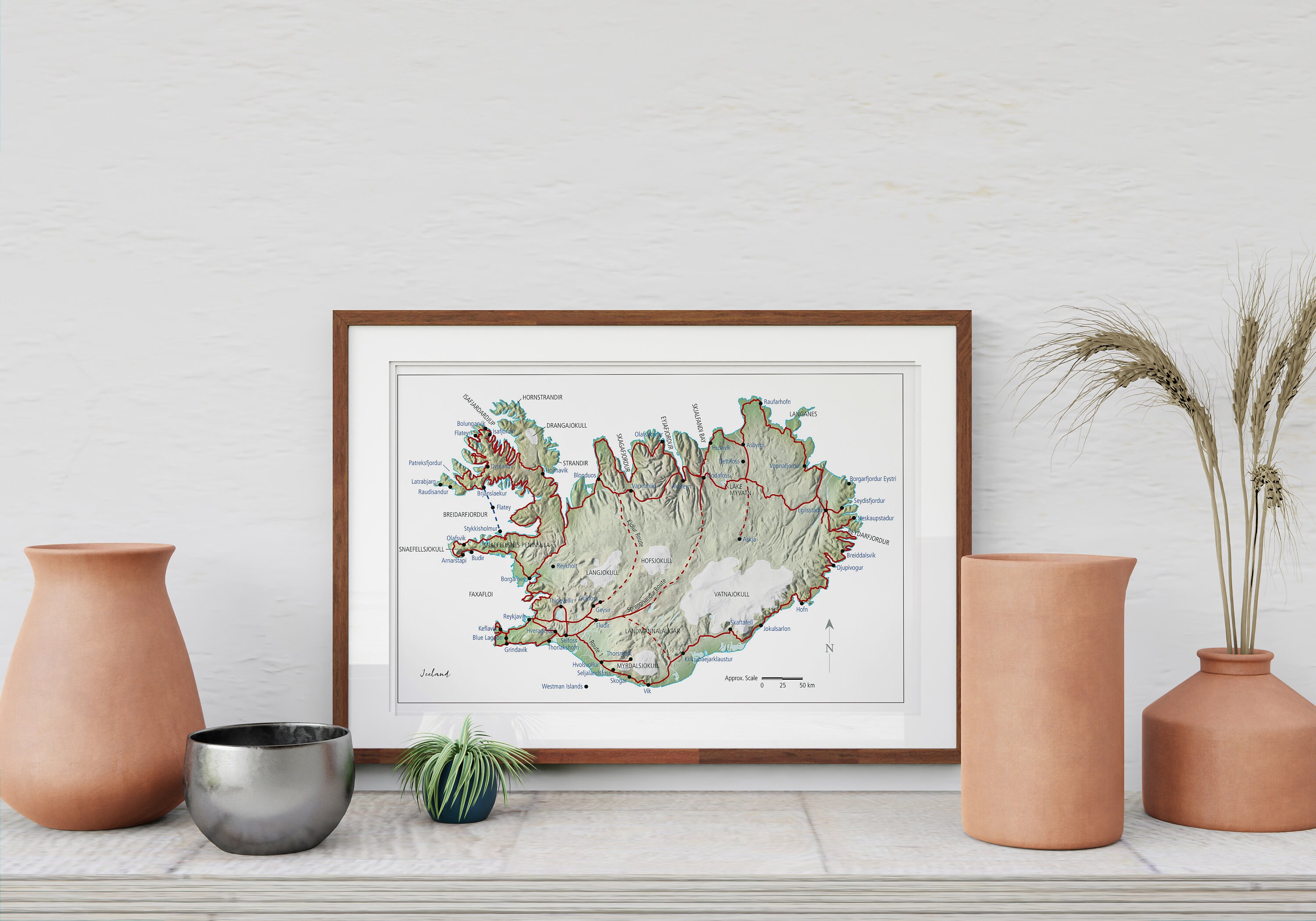 Map of Iceland, Basic Map, Minimalistic Map, Nordic Map, Iceland Modern ...