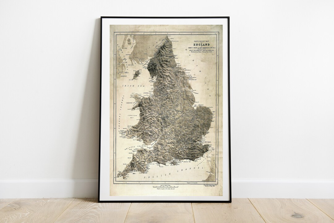 England Map, Map of England 1885, Antique Map of England, Historical ...