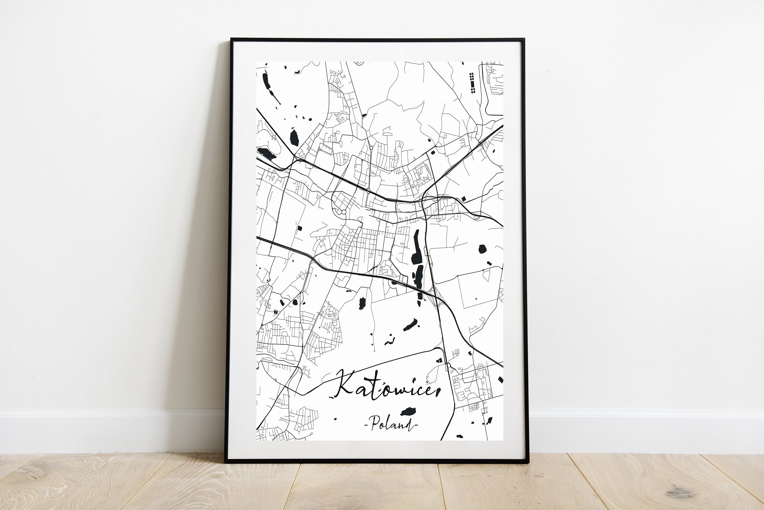 Katowice Map, City Map,city Maps,map Print,city Mapprint, Map Poland ...