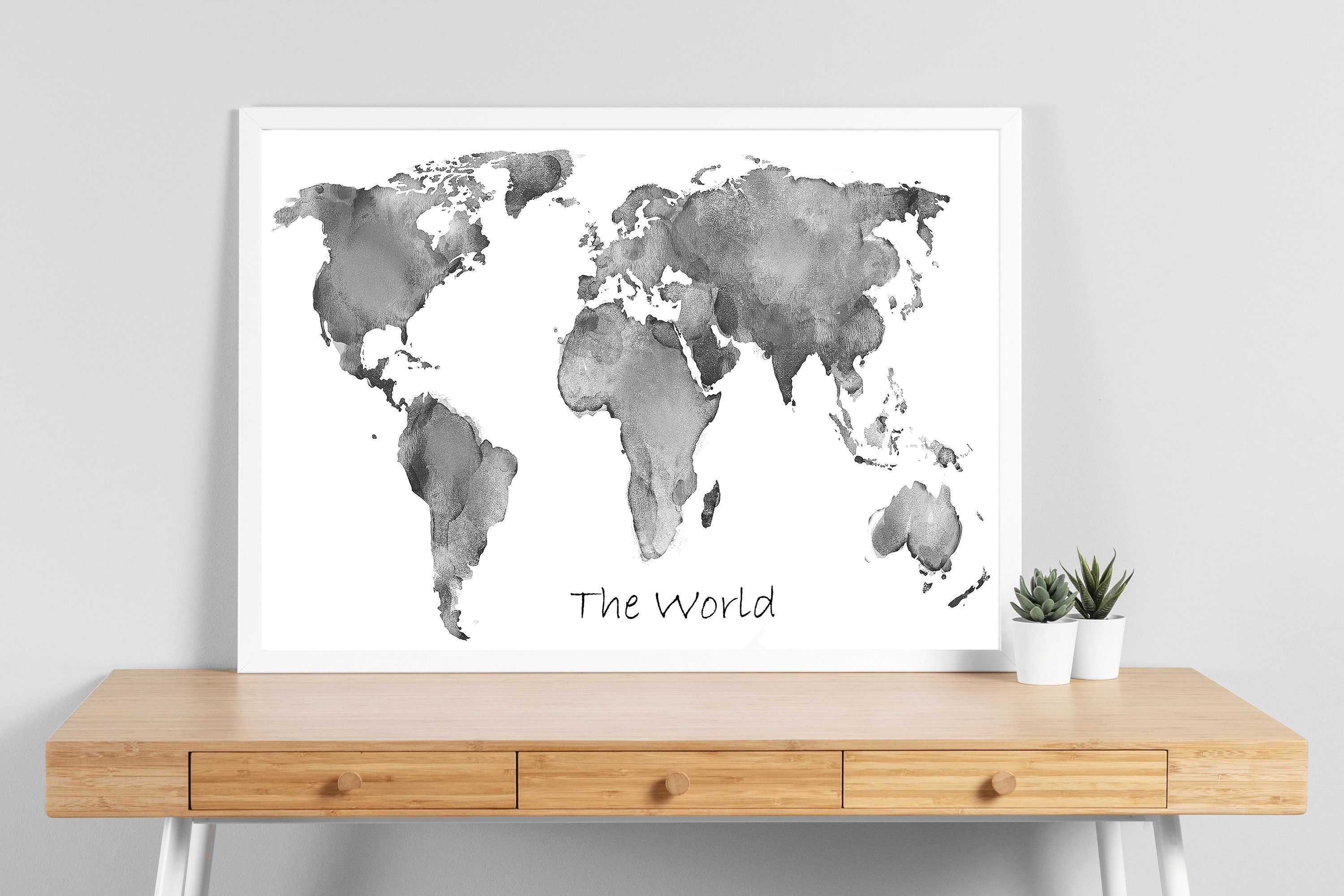 The World, Worldmap, Watercolor Worldmap, Artmap, Wallart Map ...