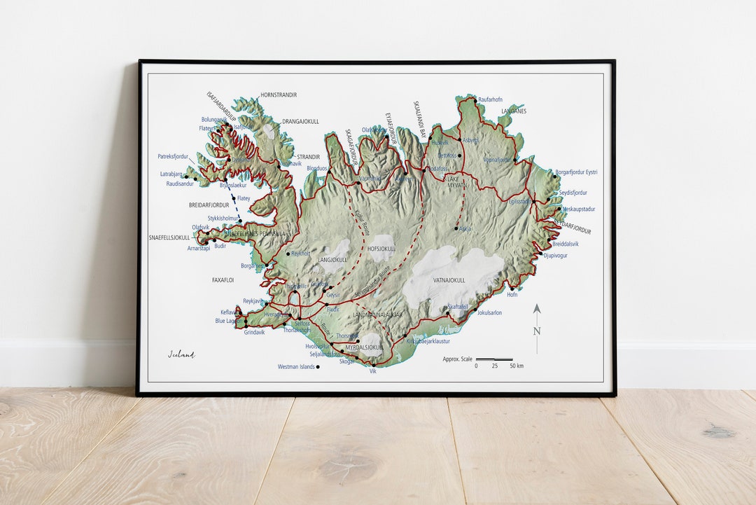 Map of Iceland, Basic Map, Minimalistic Map, Nordic Map, Iceland Modern ...