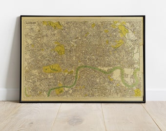Vintage 1938 City Map of London, England by Redfield Downey-odell Co ...