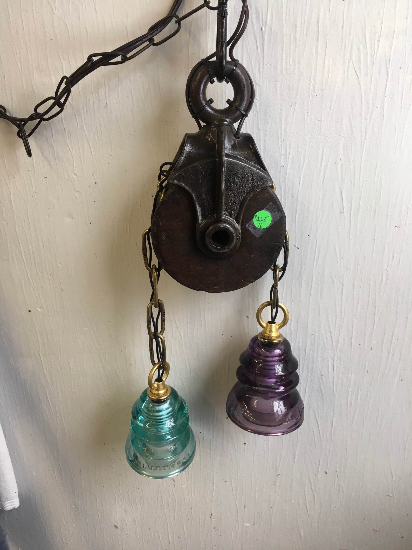 Glass Insulator/ Barn Pulley Accent Lamp - Etsy