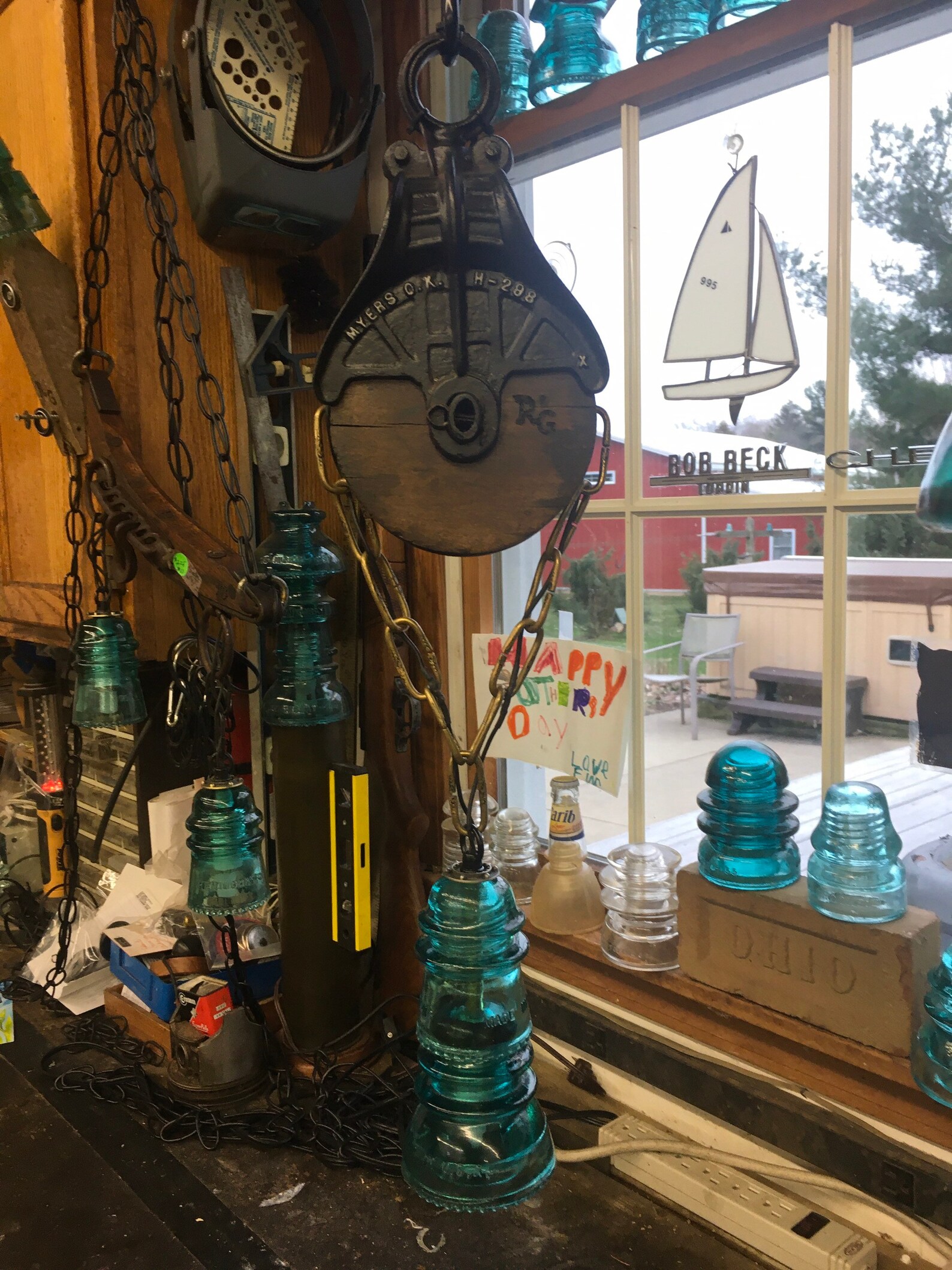 Glass Insulator/barn Pulley Lamp - Etsy