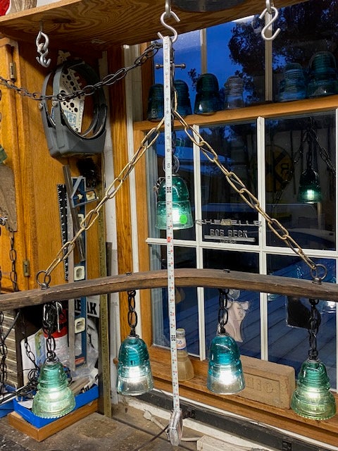 Glass Insulator/barrel Stave Accent Lamp “ Chandelier” - Etsy