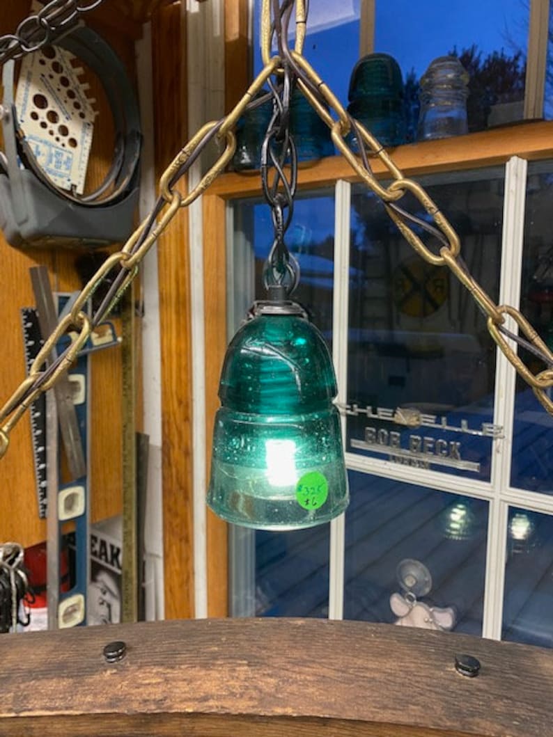 Glass Insulator/barrel Stave Accent Lamp “ Chandelier” - Etsy