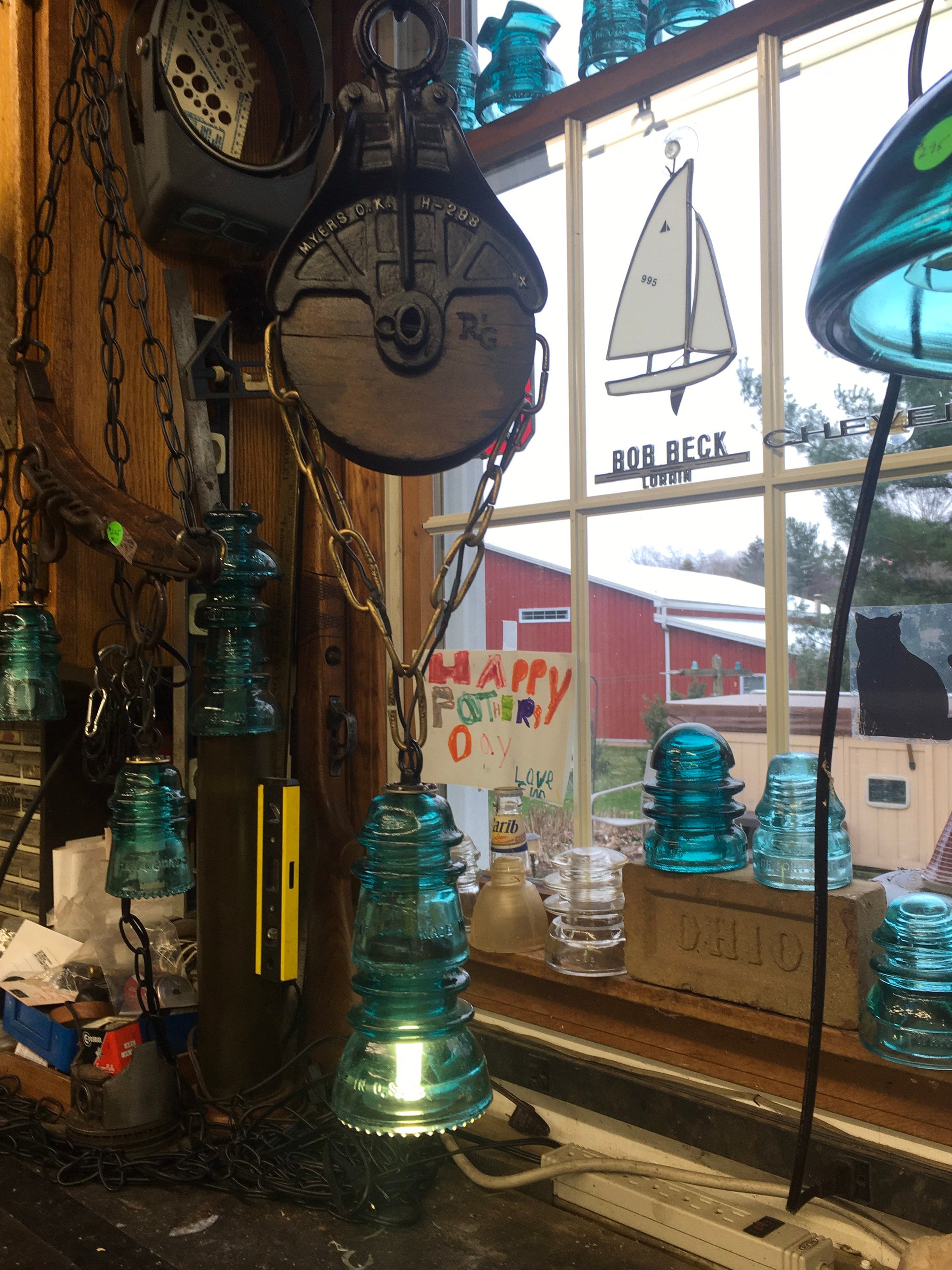 Glass Insulator/barn Pulley Lamp - Etsy