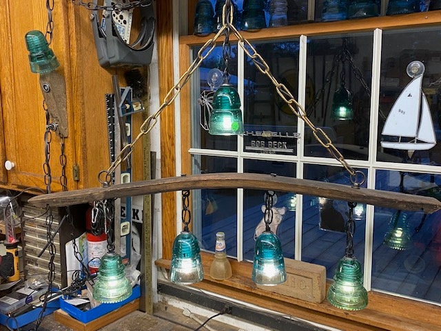 Glass Insulator/barrel Stave Accent Lamp “ Chandelier” - Etsy