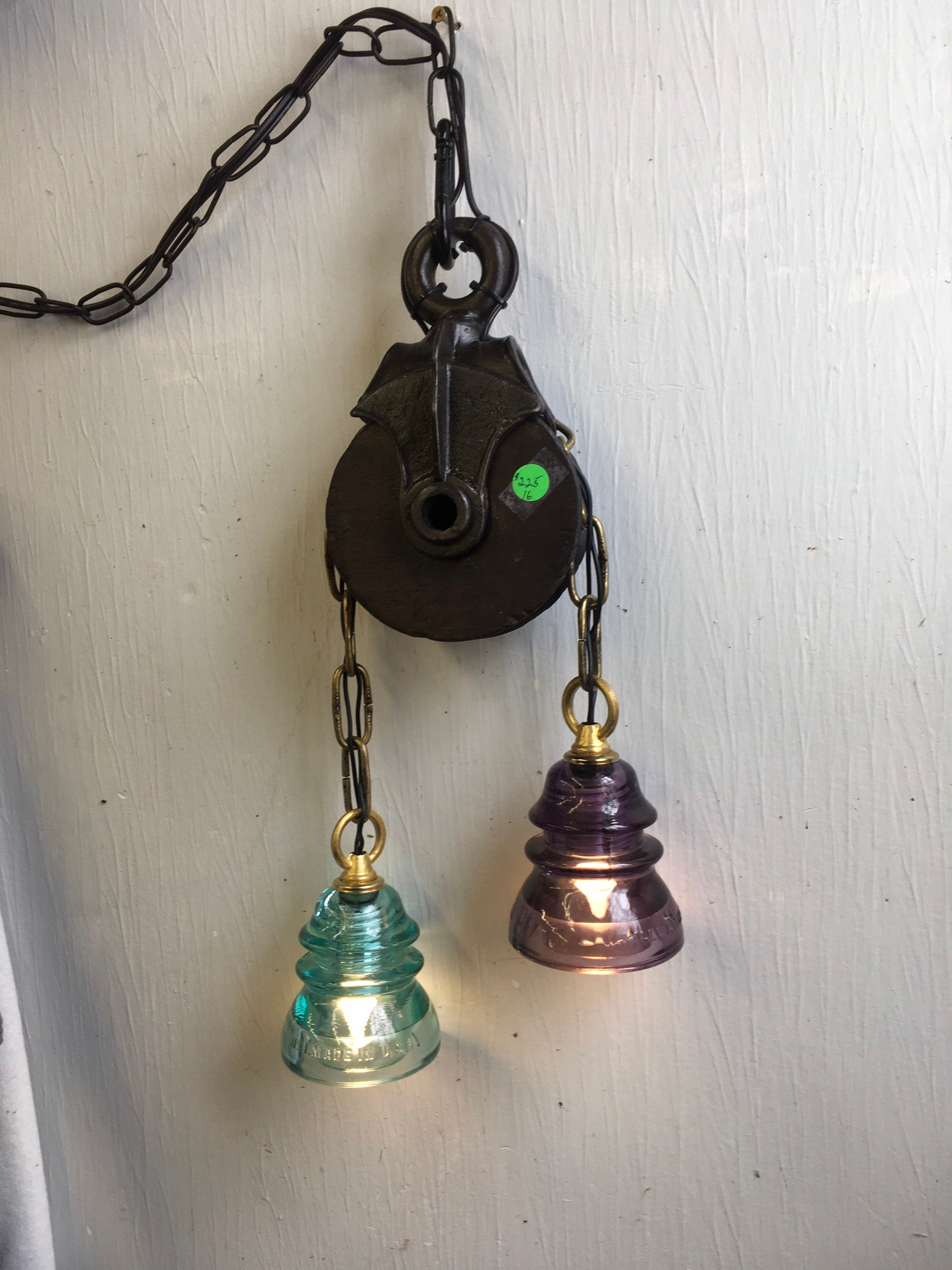 Glass Insulator/ Barn Pulley Accent Lamp - Etsy