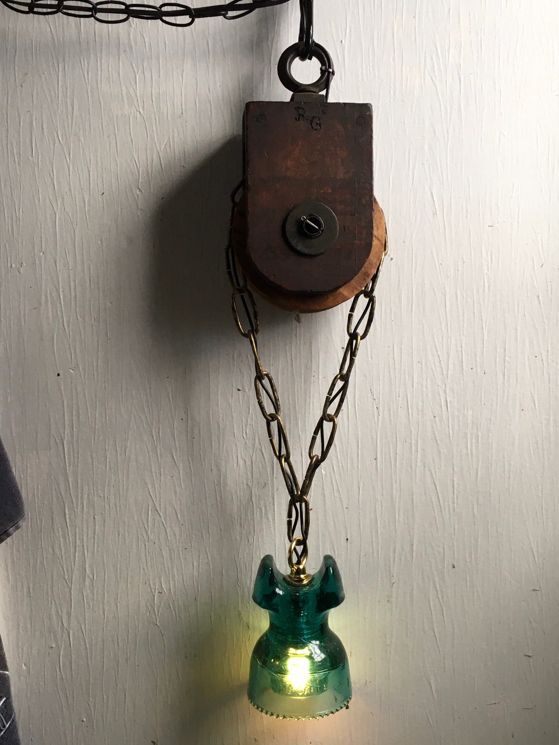 Glass Insulator/barn Pulley Lamp - Etsy