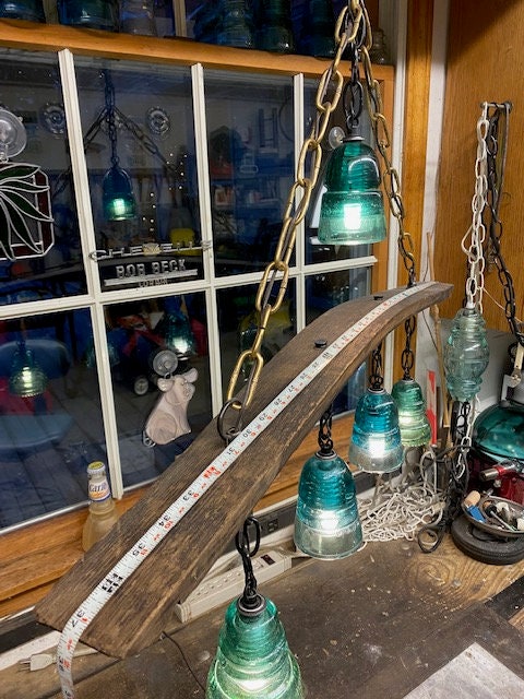 Glass Insulator/barrel Stave Accent Lamp “ Chandelier” - Etsy