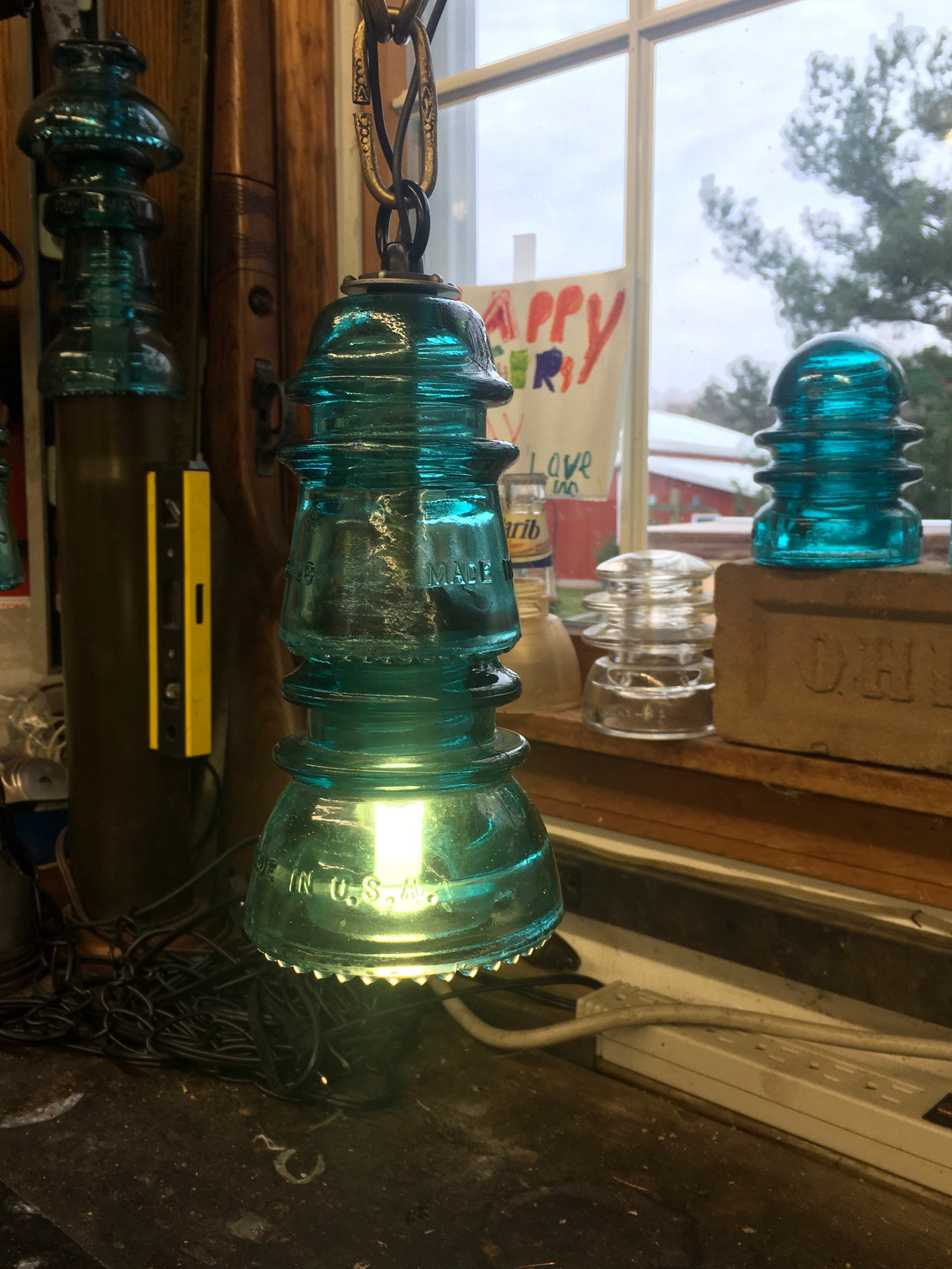 Glass Insulator/barn Pulley Lamp - Etsy