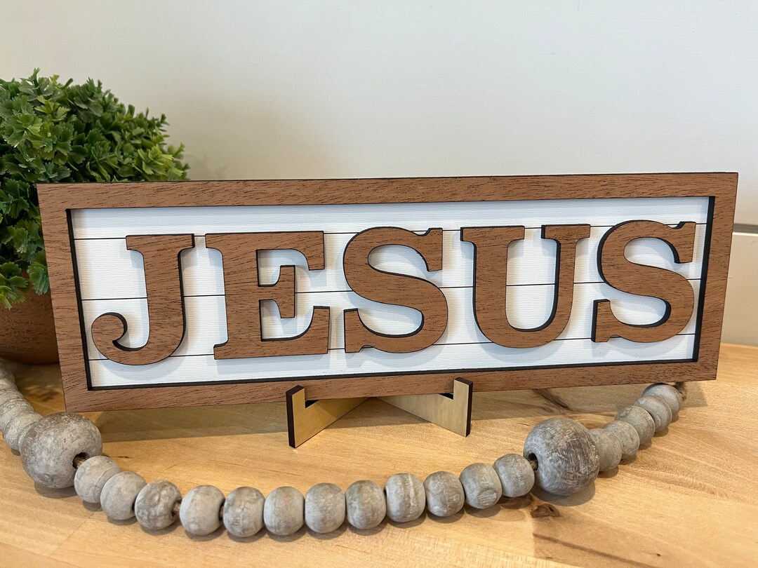 Jesus Wood Sign: Farmhouse Religious Mantel Decor - Etsy
