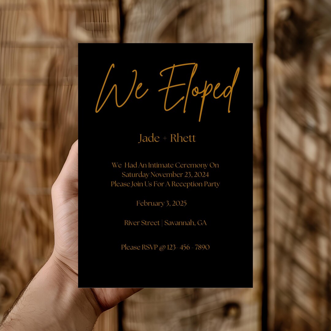 We Eloped Invitation Template, Editable Post Wedding Dinner, Elopement ...