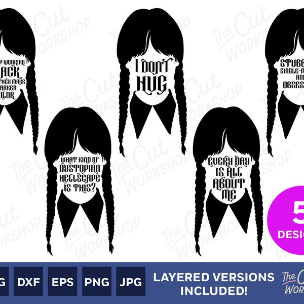Wednesday Addams Hair Silhouette Png - Etsy