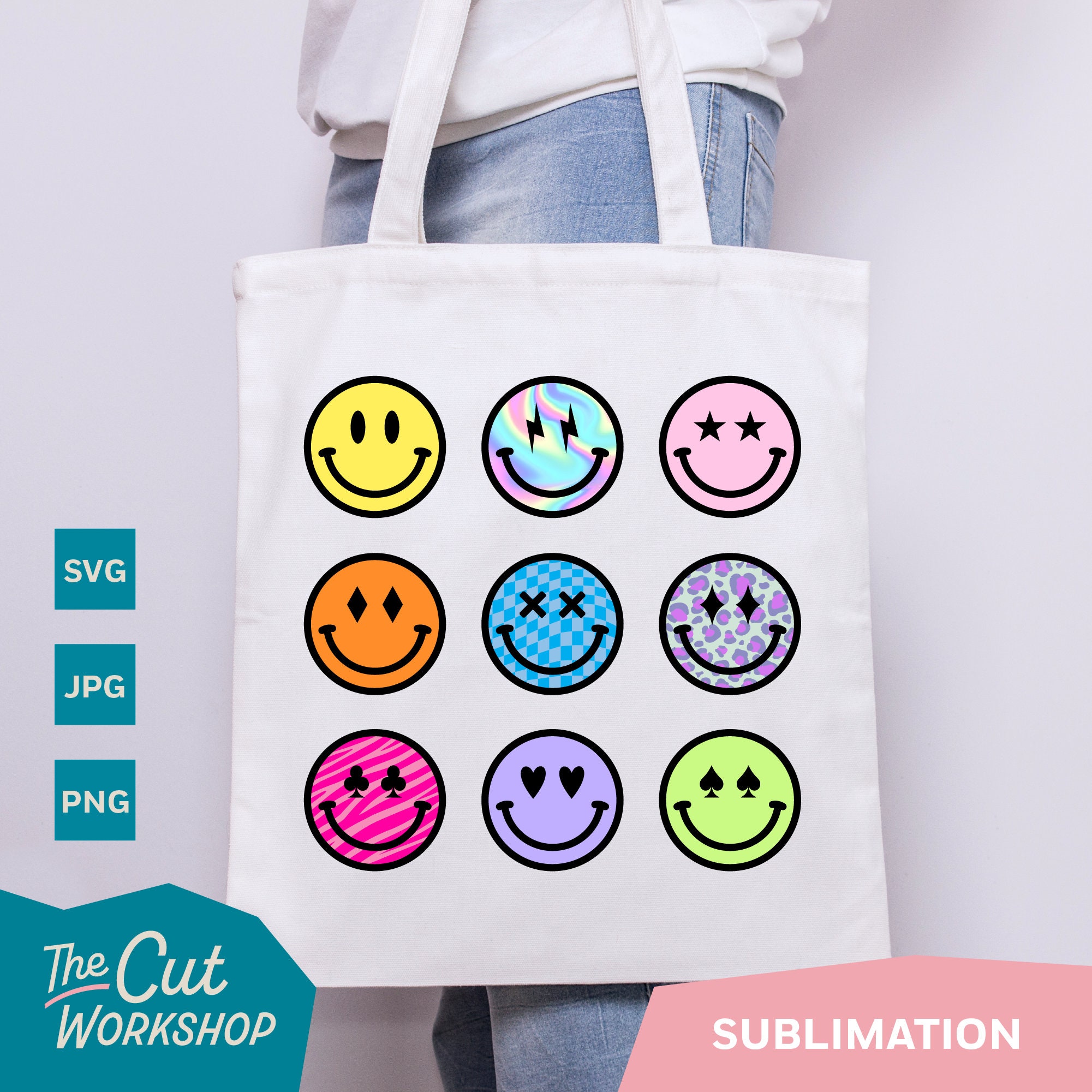 Smiley Face Groovy Retro Happy Face Emoji Holographic Lighting - Etsy UK