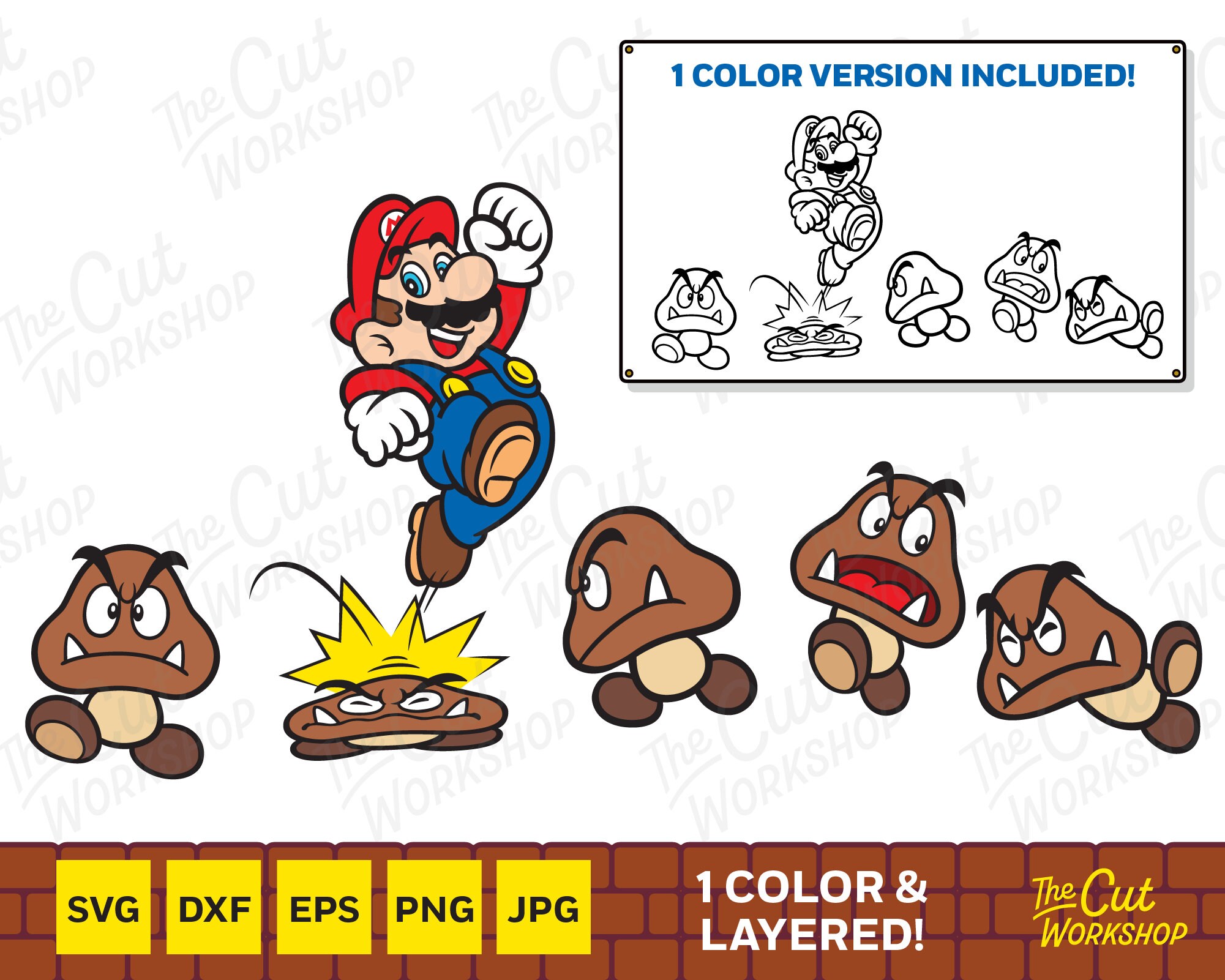 Super Mario Bros Goomba Stomp Layered and One Color SVG - Etsy Canada