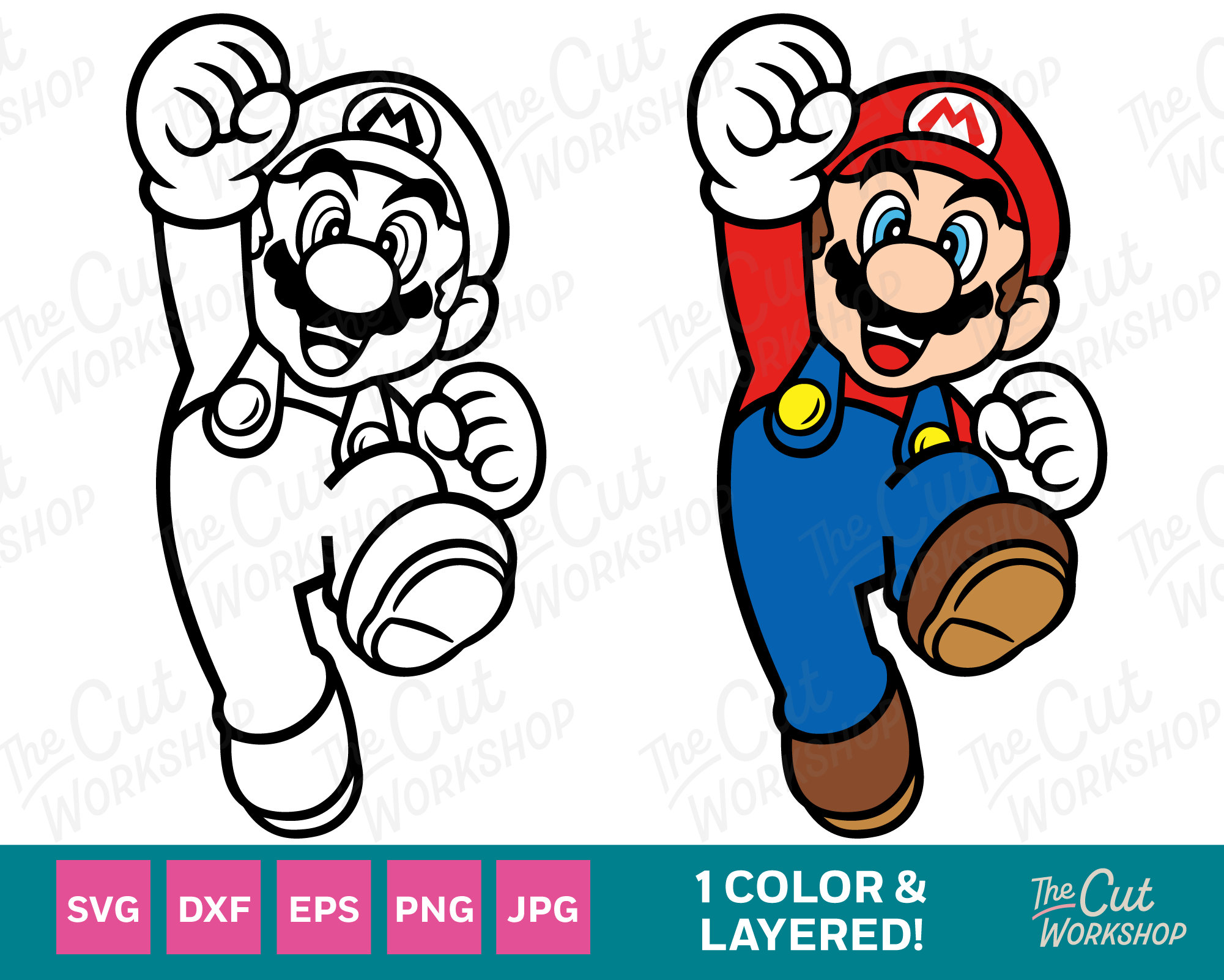 Mario Jumping Fist Super Mario Layered 1 Color / SVG Clipart - Etsy España