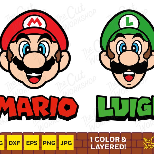 Mario and luigi face svg - Etsy België