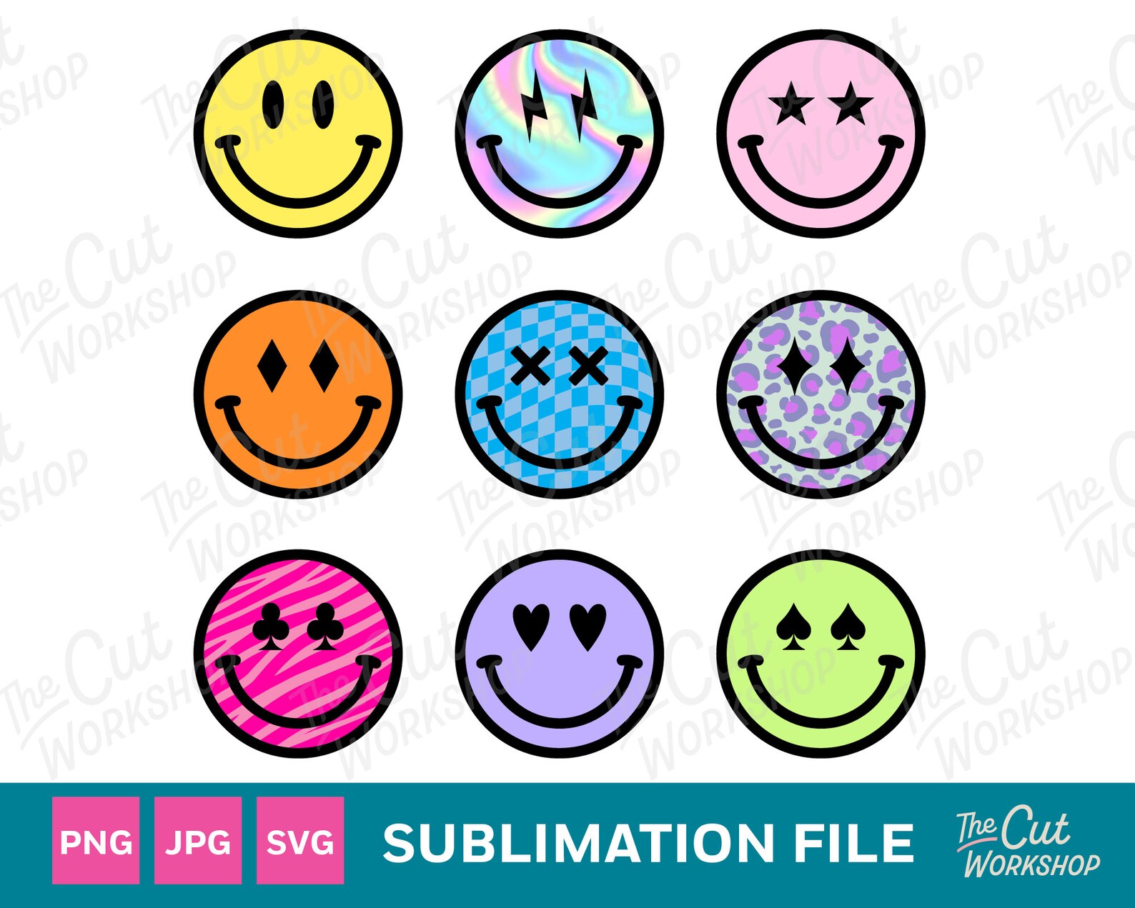 Smiley Face Groovy Retro Happy Face Emoji Holographic Lighting - Etsy UK