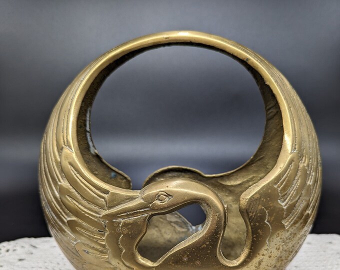 Vintage Beautiful Art Deco Style Heavy 8" Tall Brass Swan Planter ...