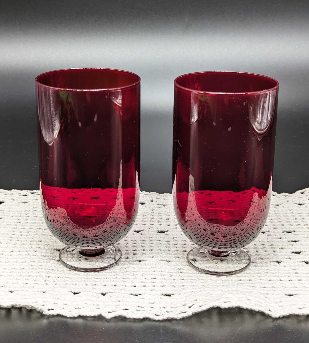 Vintage SET OF 2 LENOX Holiday Vogue Ruby Red Glasses - V1802 - Etsy