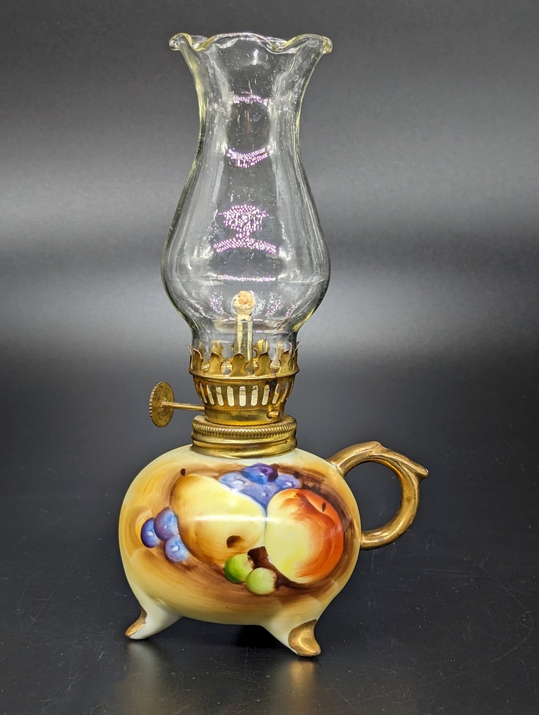 Vintage Beautiful ENESCO #E3317 Hand-painted Footed Porcelain Oil Lamp ...