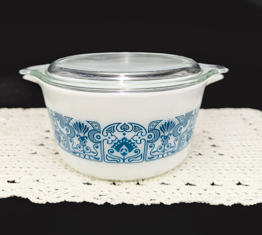 Vintage Hard to Find 1969 PYREX Blue Horizon Pattern 1 Quart Casserole ...