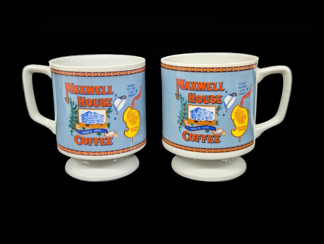 Vintage Set of 2 Maxwell House Porcelain Coffee Mugs With Pedestal Base ...