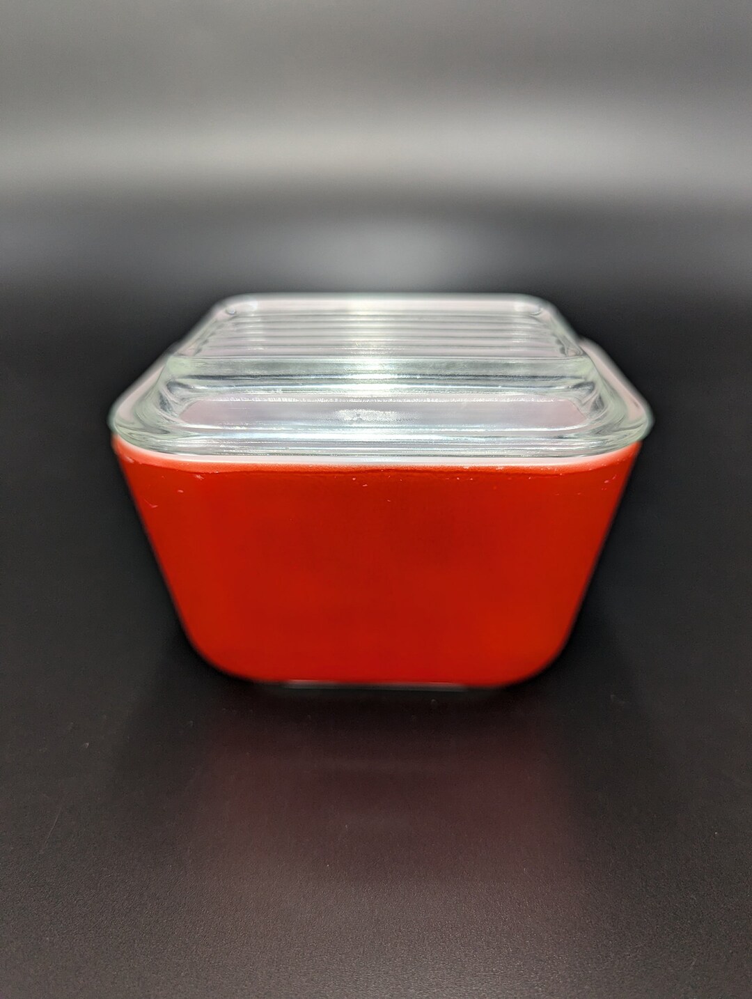 Vintage PYREX 501-B Red Refrigerator Dish With Ribbed Glass Lid V2915 ...