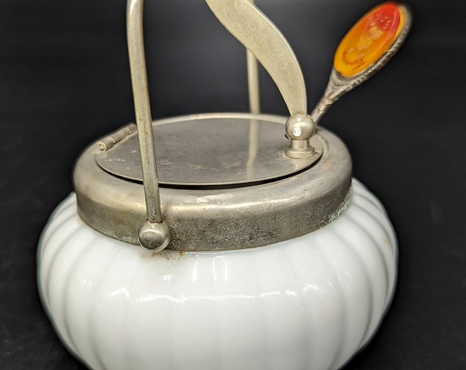 Vintage Milk Glass Sugar/condiment Bowl With Hinged Lid and Vintage ...