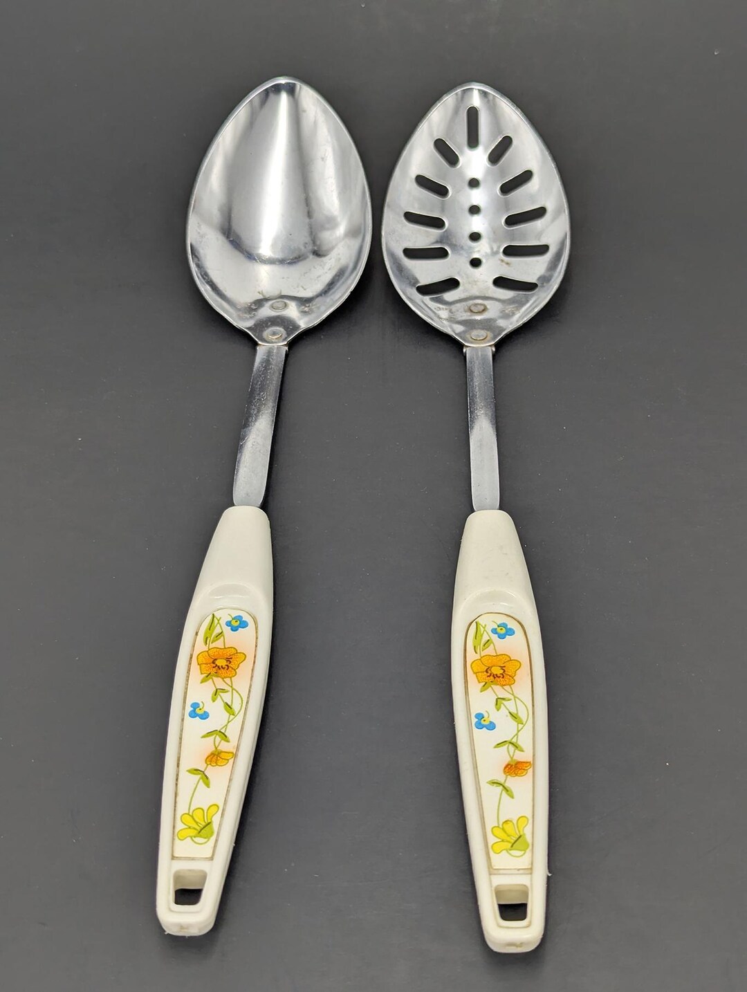 Vintage 1970s Set of 2 Chrome Plated Serving Spoons by Foley With ...