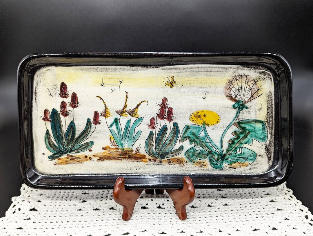 Vintage Signed Lanz Gwatt Swiss Folk Art Ceramic Pottery Tray Made in ...