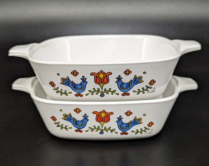 Vintage 1975 SET OF 2 Corning Ware Country Festival/blue Bird Petite 1 ...