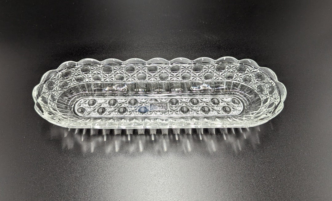Vintage AVON Cut Glass Long Oblong Dish V0742 - Etsy