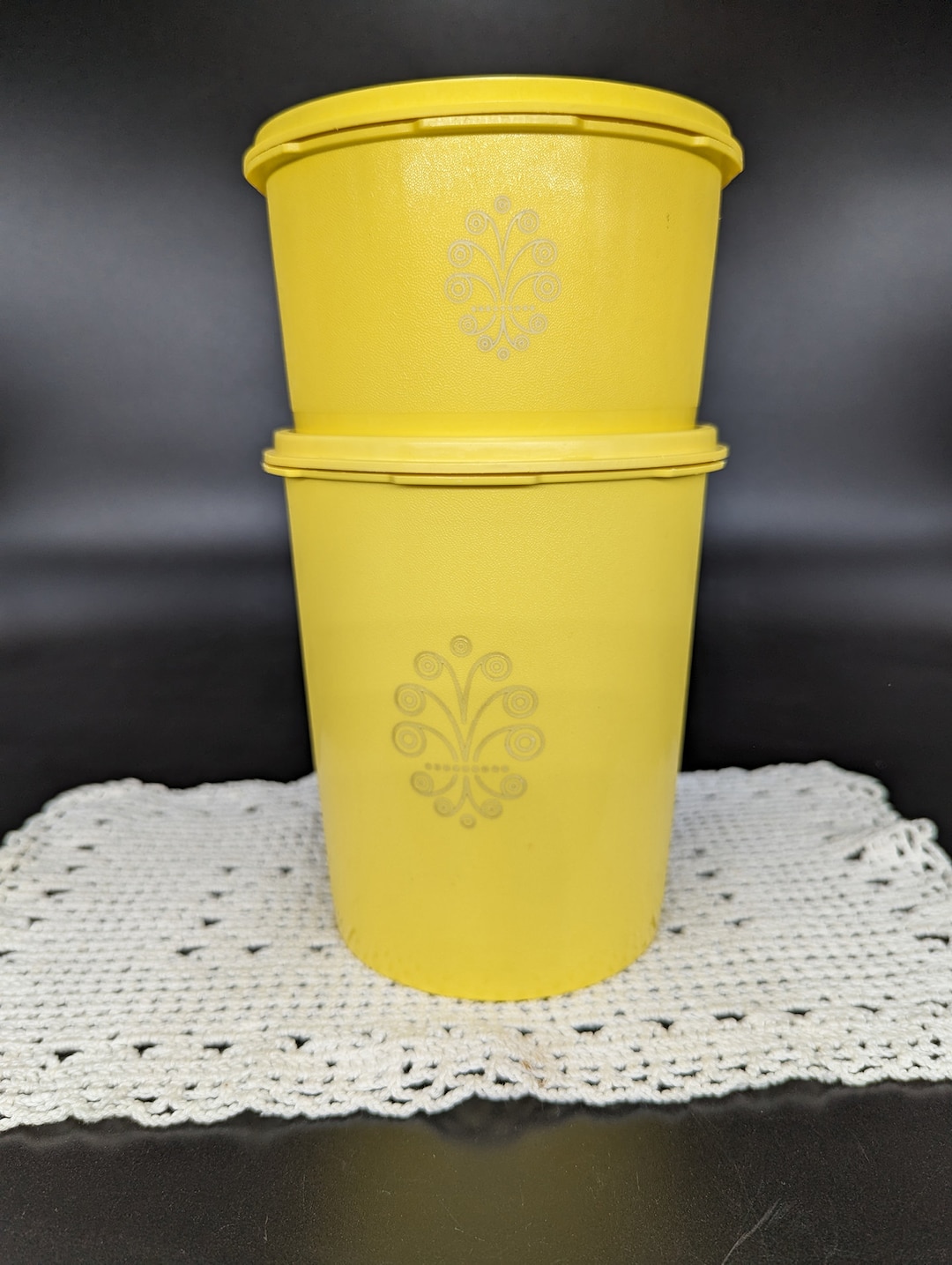 Vintage 1970s Tupperware Pair of Yellow Canisters #809-6 and #1296-9 ...