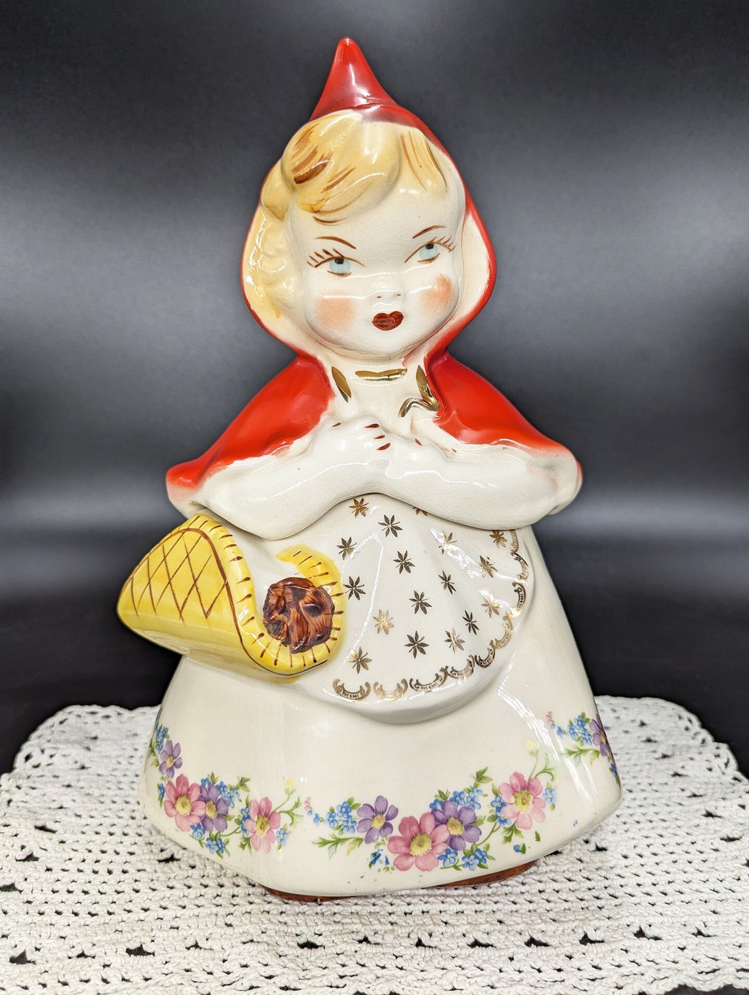 Vintage Beautiful 1940s HULL Little Red Riding Hood Cookie Jar 967 13.5 ...