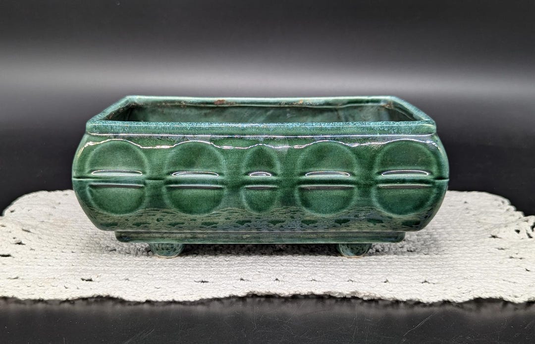 Vintage 1958 Cookson Pottery Green 8 Long Rectangle Planter CP558 V3390 ...