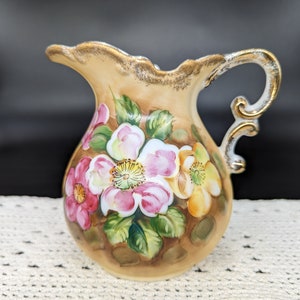 Vintage Beautiful 6" Tall Hand-painted Floral Pitcher/vase Made in ...