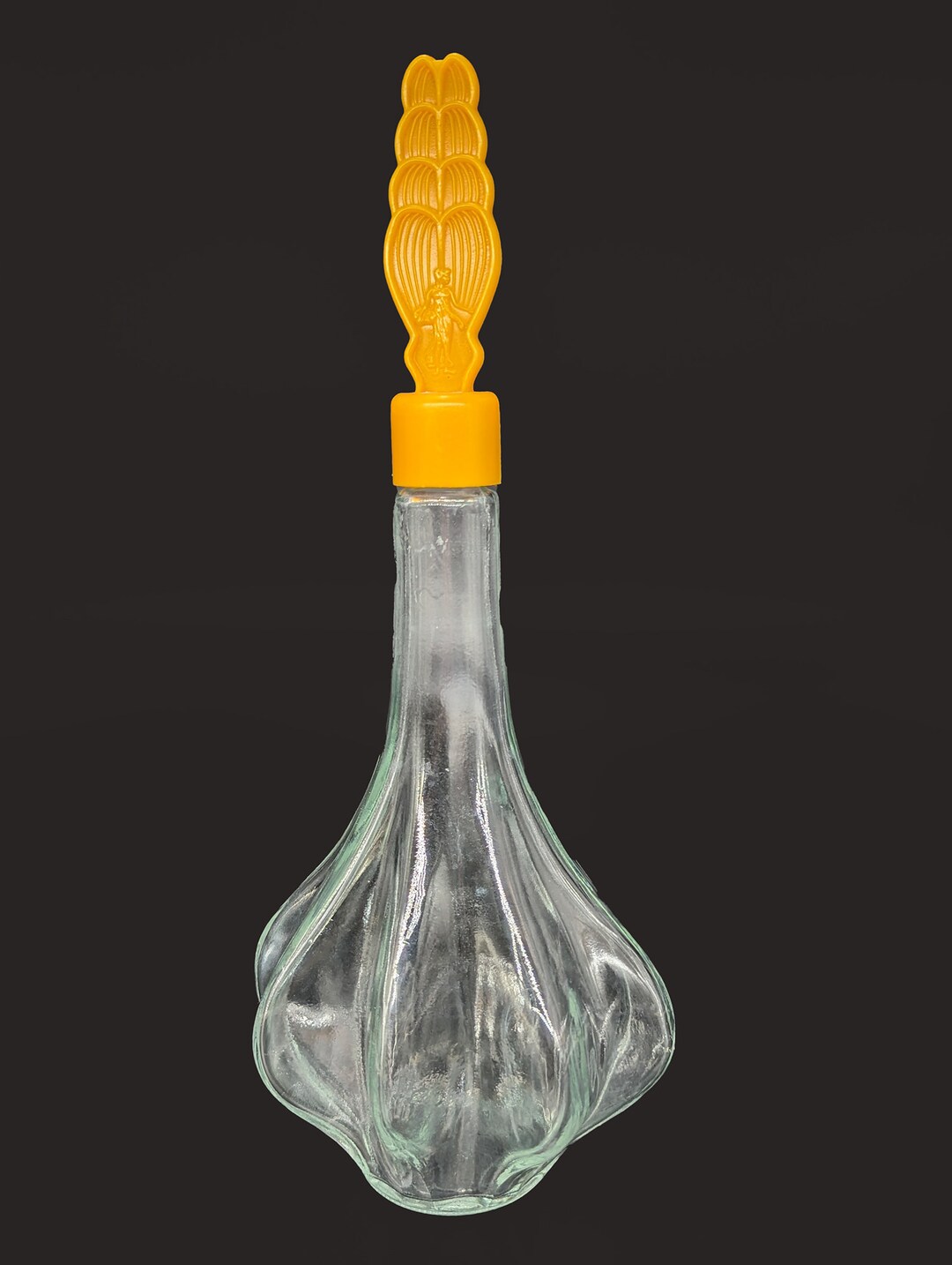 Vintage 13" Tall Art Deco Fluted Glass Bottle With Tall Orange Top ...