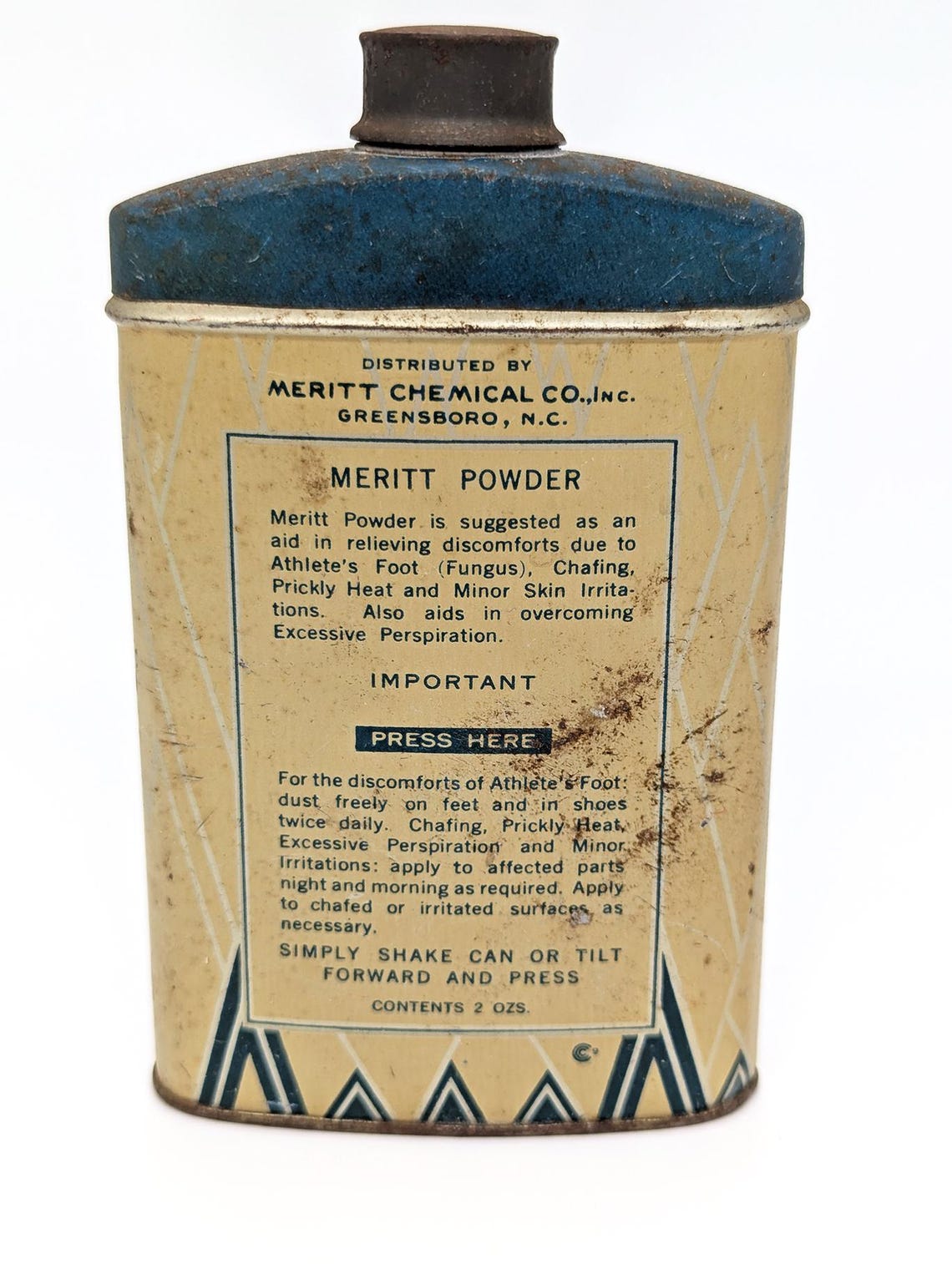 Vintage 1940s MERITT Medicated Powder Tin With Cap - V3879 - Etsy