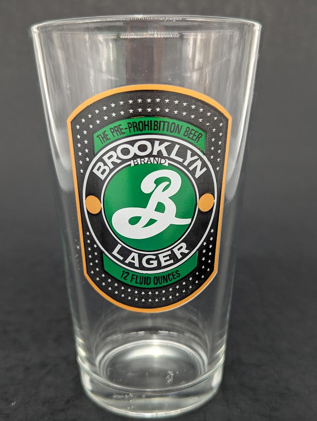 Nice BROOKLYN LAGER "the Pre-prohibition Beer" Pint Beer Glass - V4971 ...