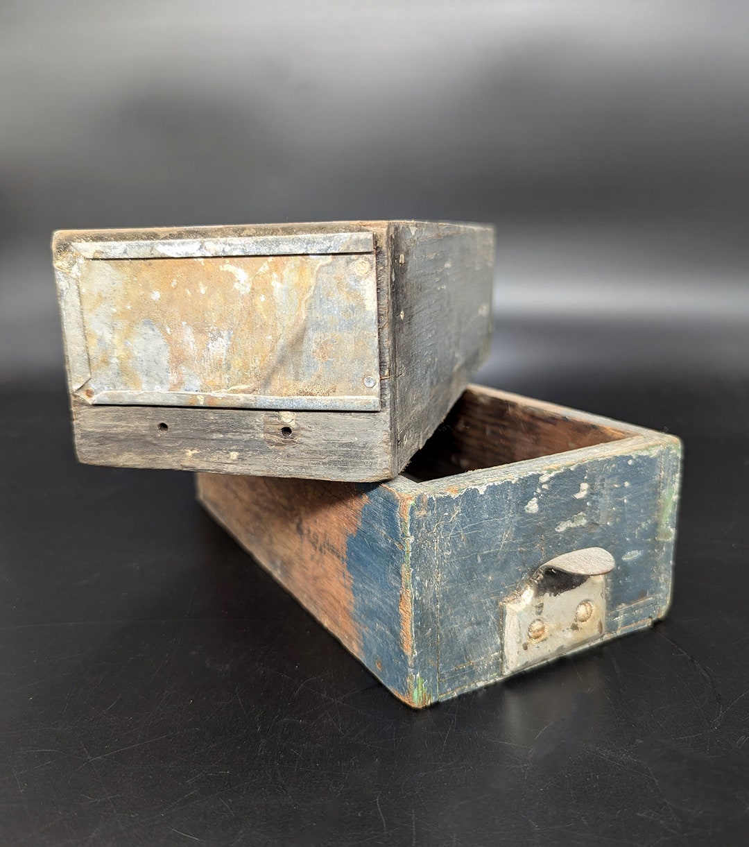 Vintage Set of 2 Primitive Farmhouse Style Wood Boxes/drawers With ...