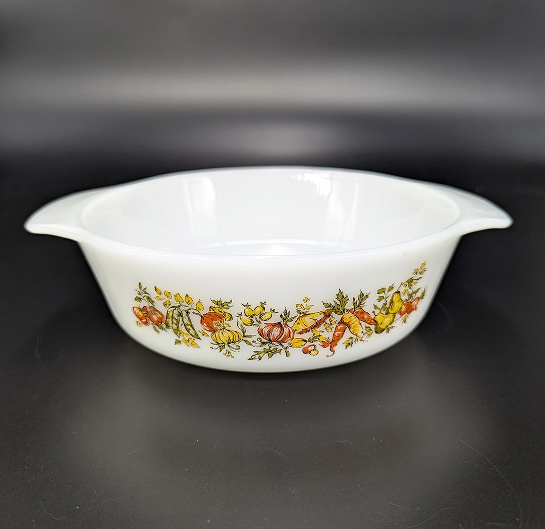 Vintage Anchor Hocking Spice of Life Style Milk Glass Baking/casserole ...