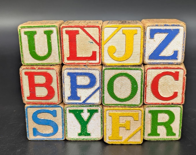 Vintage 1950s Group of 12 Children's Playskool Large 1.5" Wood Alphabet ...