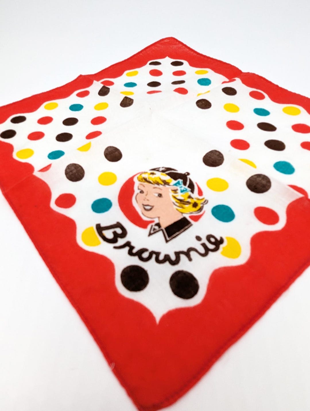 Vintage 1950s Brownie Scout Uniform Cotton Handkerchief With Polkadots ...