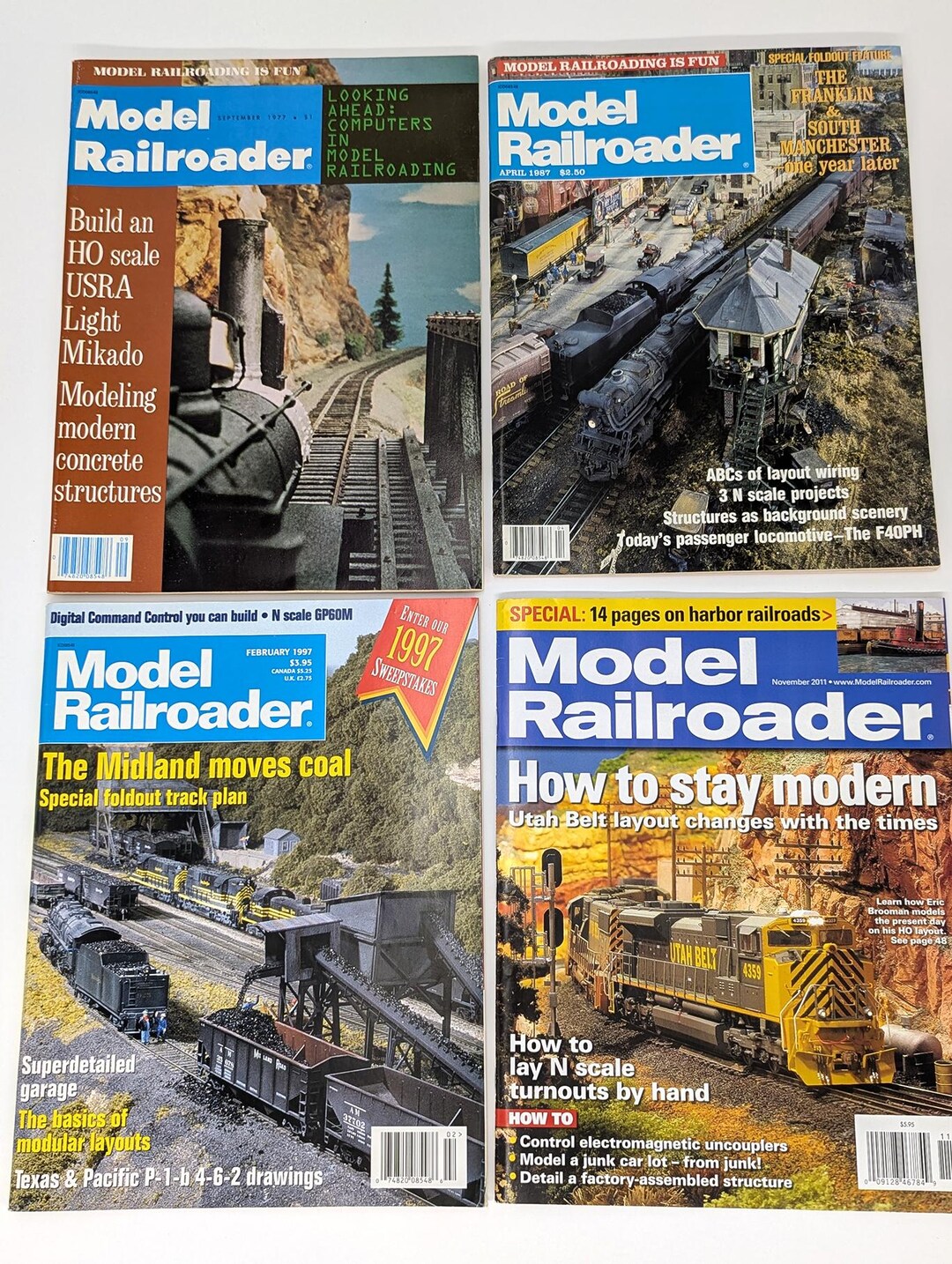 Vintage Group of 4 Train "model Railroader" Magazines From 1977 1987 ...